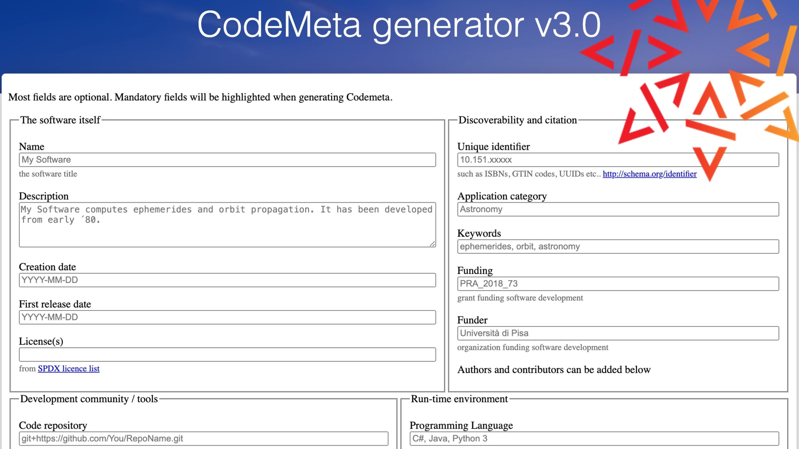 New Features in the CodeMeta Generator - Software Heritage
